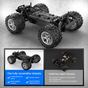 FUUY 1/16 Fast RC Cars for Adults with 2 Batteries&Shells, All Terrain 42KPH High-Speed Remote Control Car, Waterproof Off-Road RC Crawler, Hobby Truck Toy Youth Gift for Age 14+