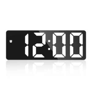 loficoper digital alarm clock for bedroom, led alarm clock with 6.5'' large display, desk alarm clock for teens, with usb port, snooze, work day mode, black case and white digit