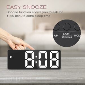 LOFICOPER Digital Alarm Clock for Bedroom, LED Alarm Clock with 6.5'' Large Display, Desk Alarm Clock for Teens, with USB Port, Snooze, Work Day Mode, Black Case and White Digit