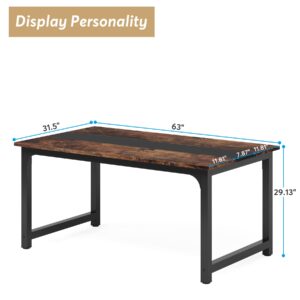 Tribesigns 63"x31.5" Dining Table, Industrial Kitchen Table for 4-6 Person, Rectangular Dinner Table for Dining Room Kitchen Living Room, with Heavy Duty Metal Legs, Vintage Brown