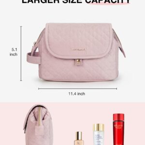 BAGSMART Travel Toiletry Bag, Toiletry Bag for Women with Hanging Hook, Large Wide-open Cosmetic Bag Make Up Organizer Case Travel Bag for Toiletries Accessories,Traveling, Camping, Pink