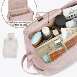 BAGSMART Travel Toiletry Bag, Toiletry Bag for Women with Hanging Hook, Large Wide-open Cosmetic Bag Make Up Organizer Case Travel Bag for Toiletries Accessories,Traveling, Camping, Pink