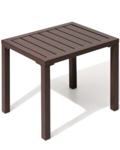 crestlive products outdoor side table,aluminum rectangular side/end table, small patio coffee bistro table for outdoor indoor (brown)