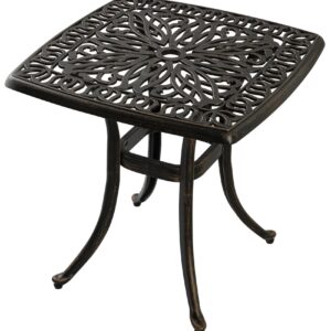 ZOTORUN Outdoor Cast Aluminum Side Table End Table for Patio, Backyard, Pool, Indoor Companion, Easy Maintenance and Weather Resistant, Bronze