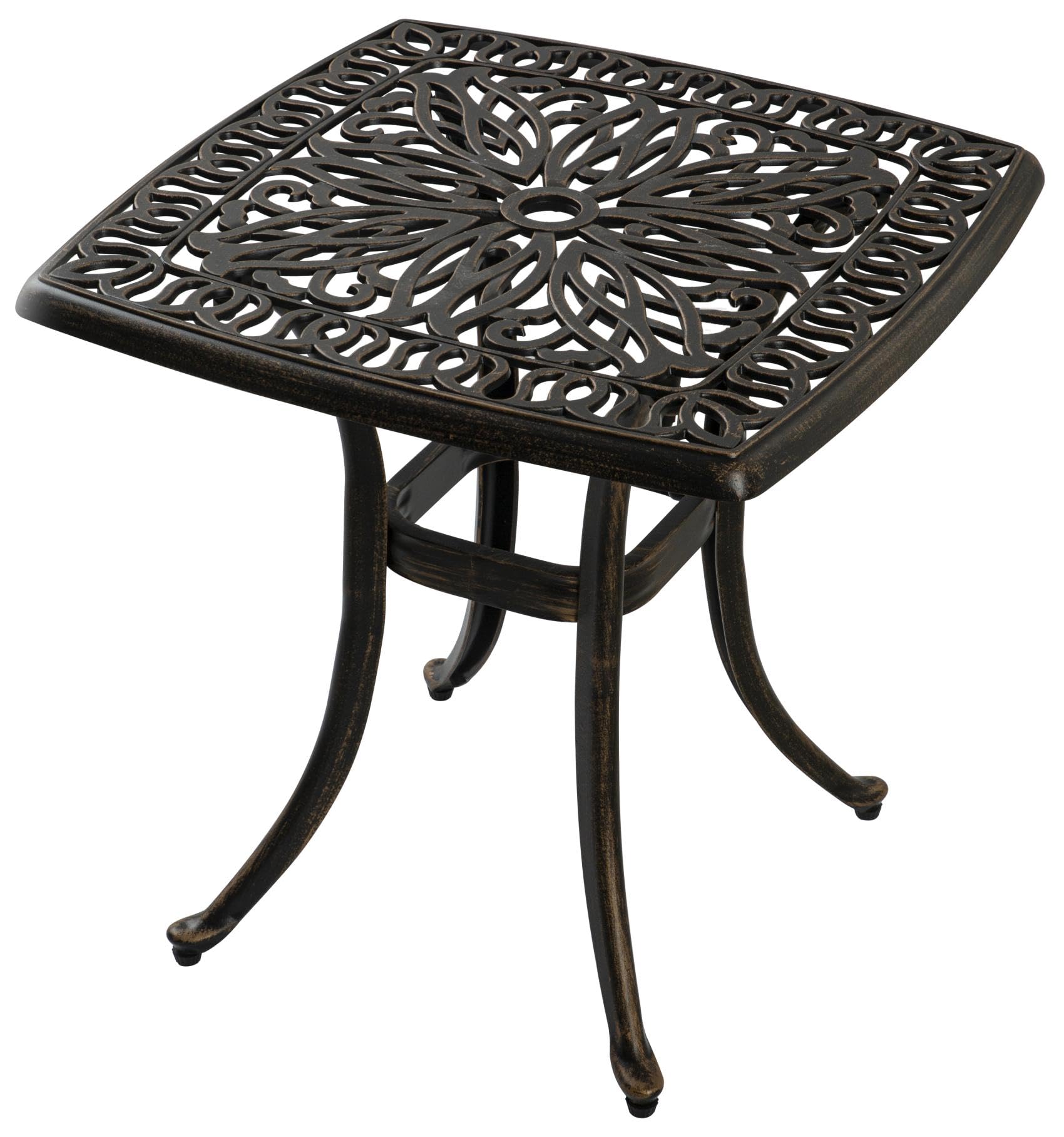 ZOTORUN Outdoor Cast Aluminum Side Table End Table for Patio, Backyard, Pool, Indoor Companion, Easy Maintenance and Weather Resistant, Bronze