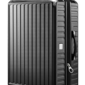 LUGGEX 28 Inch Luggage with Spinner Wheels - 83L Polycarbonate Expandable Hard Shell Suitcases Large Checked Luggage (Black Suitcase)