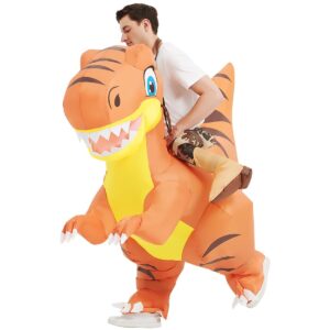 GOOSH Inflatable Dinosaur Costume Kids Halloween Blow up Costumes for Boys Girls Funny Riding T Rex Air Costume for Party Cosplay