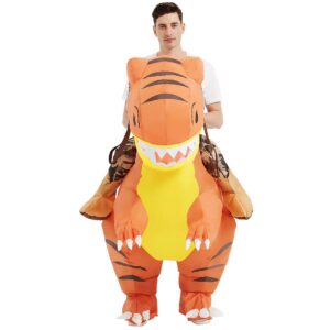 GOOSH Inflatable Dinosaur Costume Kids Halloween Blow up Costumes for Boys Girls Funny Riding T Rex Air Costume for Party Cosplay