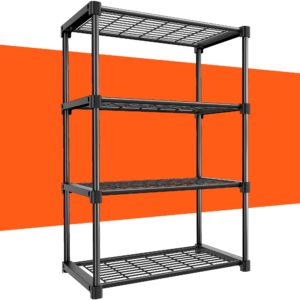 REIBII Shelving Unit, Wire Shelving, Shelving Units and Storage Shelves, 4 Tier Shelving Unit, Pantry Shelves,Kitchen Shelves 15.7" D x 47.2" H x 25.5" W