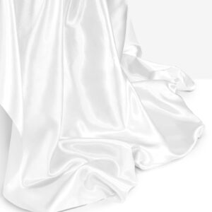 Homiest White Satin Fabric by The Yard, 1 Yard x 58 Inch Charmeuse Satin Fabric Silky & Shiny Cloth Fabric, Smooth Bridal Satin Fabric for Wedding Dress, Clothing Making, DIY Crafts, Sewing