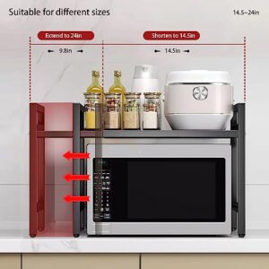 Zamfoot Microwave Oven Rack,Microwave standm,Adjustable Shelf with Hooks,100lb Capacity,Microwave Shelf,Microwave Rack,Kitchen Microwave Stand,Microwave Stand with Storage,Microwave Stand countertop