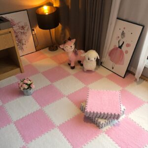 interlocking foam tiles plush puzzle interlocking foam mats, shaggy soft eva foam flooring tiles, for kids room home parlor bedroom, fluffy area rugs mat (color : style3, size : 5pcs)