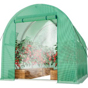 yitahome 10x6.5x6.5ft greenhouse w/ watering system heavy duty green house large tunnel greenhouses kit walk in outdoor plant gardening upgraded galvanized steel for garden, backyard, green