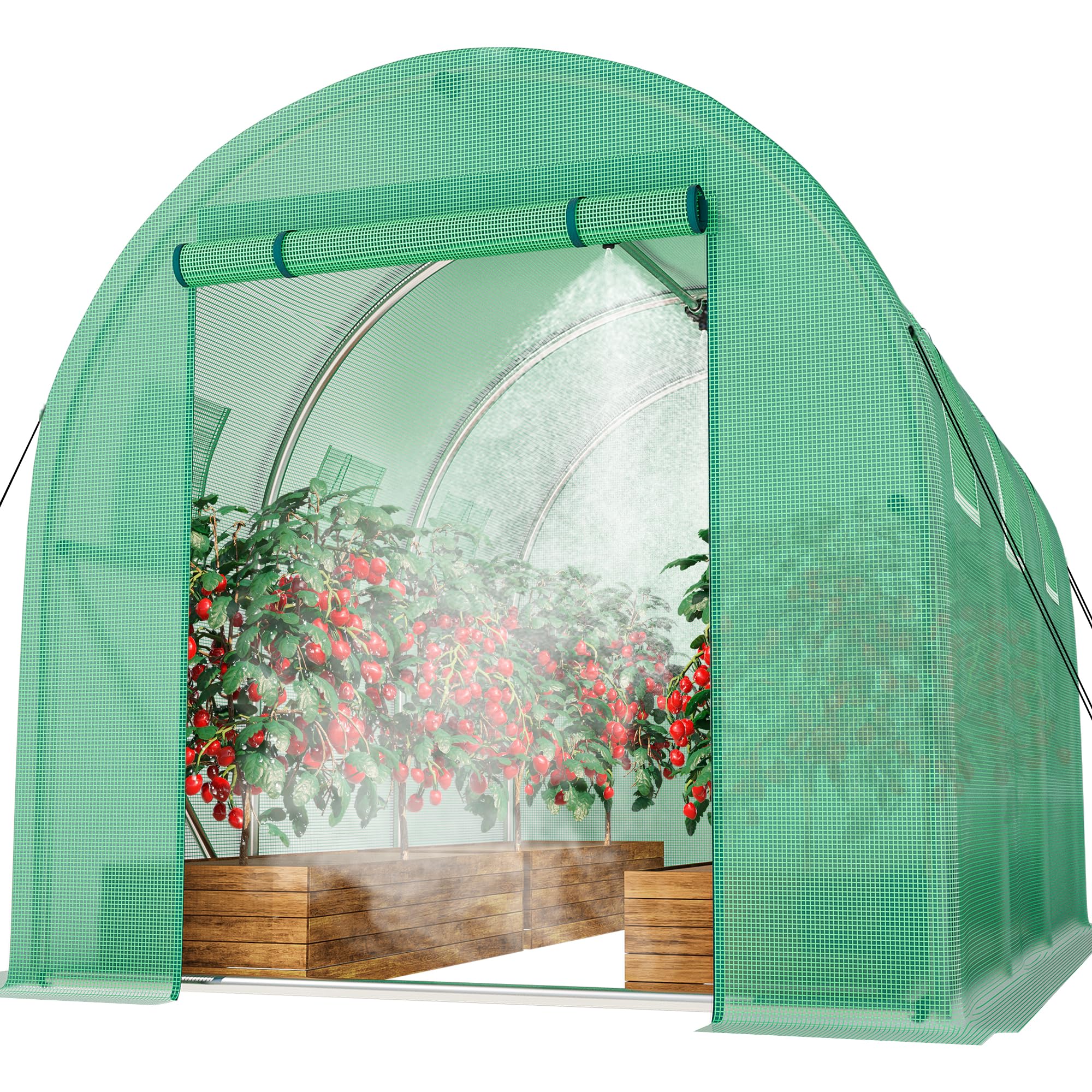 YITAHOME 10x6.5x6.5ft Greenhouse w/ Watering System Heavy Duty Green house Large Tunnel Greenhouses Kit Walk in Outdoor Plant Gardening Upgraded Galvanized Steel for Garden, Backyard, Green