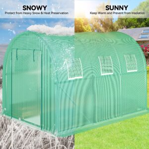 YITAHOME 10x6.5x6.5ft Greenhouse w/ Watering System Heavy Duty Green house Large Tunnel Greenhouses Kit Walk in Outdoor Plant Gardening Upgraded Galvanized Steel for Garden, Backyard, Green