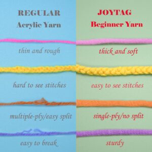 6 Pack Beginners Crochet Yarn Blue Green Pink Purple Yellow Cotton Crochet Yarn for Crocheting Knitting Beginners with Easy-to-See Stitches Pastel Crochet Yarn for Beginners Crochet Kit(6x50g)