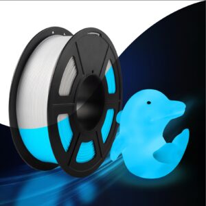 sunlu glow in the dark pla filament, neatly wound luminous pla 3d printer filament 1.75mm dimensional accuracy +/- 0.02mm, fit most fdm 3d printer, 1kg spool (2.2lbs), 330 meters, white pla, glow blue