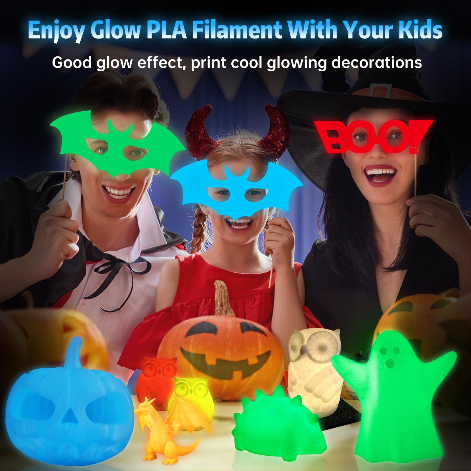 SUNLU Glow in the Dark PLA Filament, Neatly Wound Luminous PLA 3D Printer Filament 1.75mm Dimensional Accuracy +/- 0.02mm, Fit Most FDM 3D Printer, 1kg Spool (2.2lbs), 330 Meters, White PLA, Glow Blue