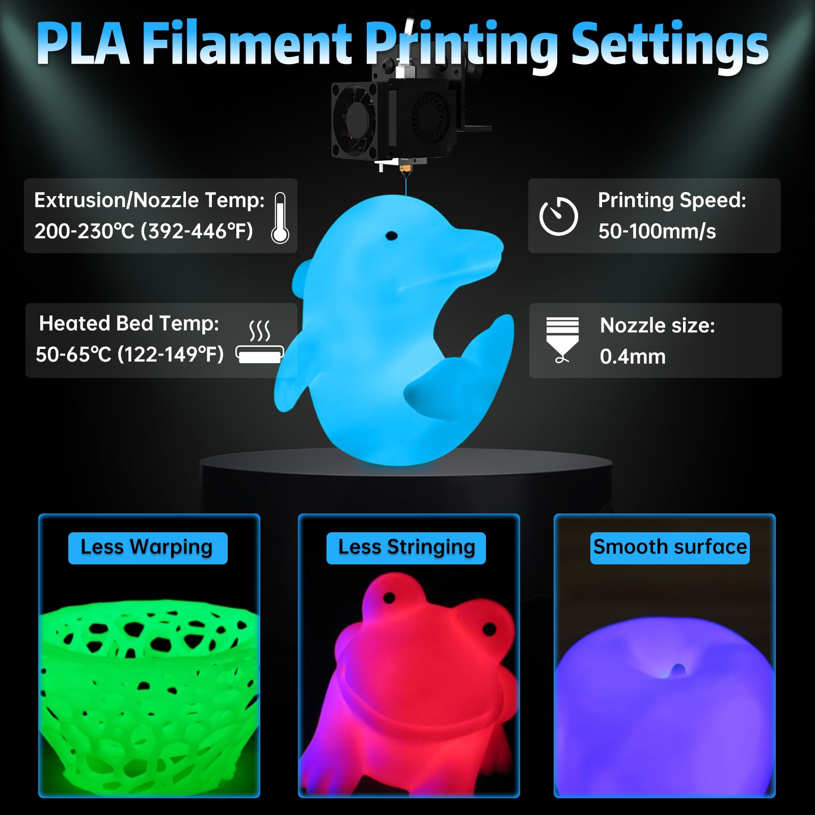 SUNLU Glow in the Dark PLA Filament, Neatly Wound Luminous PLA 3D Printer Filament 1.75mm Dimensional Accuracy +/- 0.02mm, Fit Most FDM 3D Printer, 1kg Spool (2.2lbs), 330 Meters, White PLA, Glow Blue