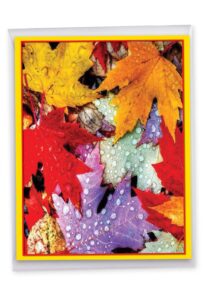 nobleworks jumbo blank all occasions greeting card 8.5 x 11 inch with envelope (1 pack) big, jumbo blank all occasions lavish leaves - maple j7177jocb