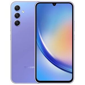 samsung galaxy a34 5g + 4g lte (128gb + 6gb) unlocked worldwide (only t-mobile/mint/metro usa market) 6.6" 120hz 48mp triple camera + (25w wall charger) (awesome violet (sm-a346m))