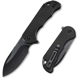 kexmo pocket knife for men - 2.99" d2 blade g10 handle folding pocket knife with clip - small edc knife for tactical hunting hiking camping survival gift for men dad women, black