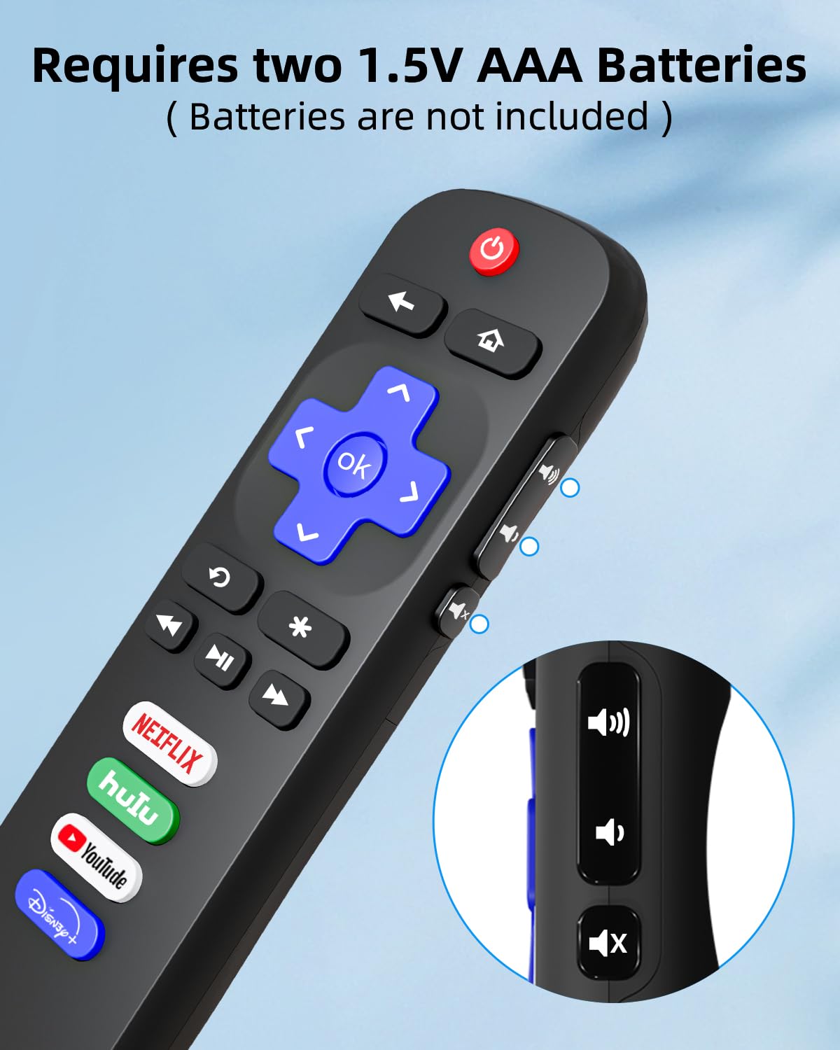 (Pack of 2) Replacement Remote Control for Roku TV,for TCL/Hisense/Sharp/Philips/Onn/Element/Insignia Roku TV,with Shortcut Buttons Netflix/YouTube/Hulu/Disney+ (NOT for Roku Stick or Box)