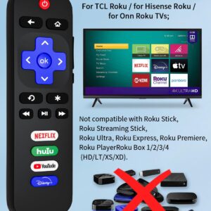 (Pack of 2) Replacement Remote Control for Roku TV,for TCL/Hisense/Sharp/Philips/Onn/Element/Insignia Roku TV,with Shortcut Buttons Netflix/YouTube/Hulu/Disney+ (NOT for Roku Stick or Box)