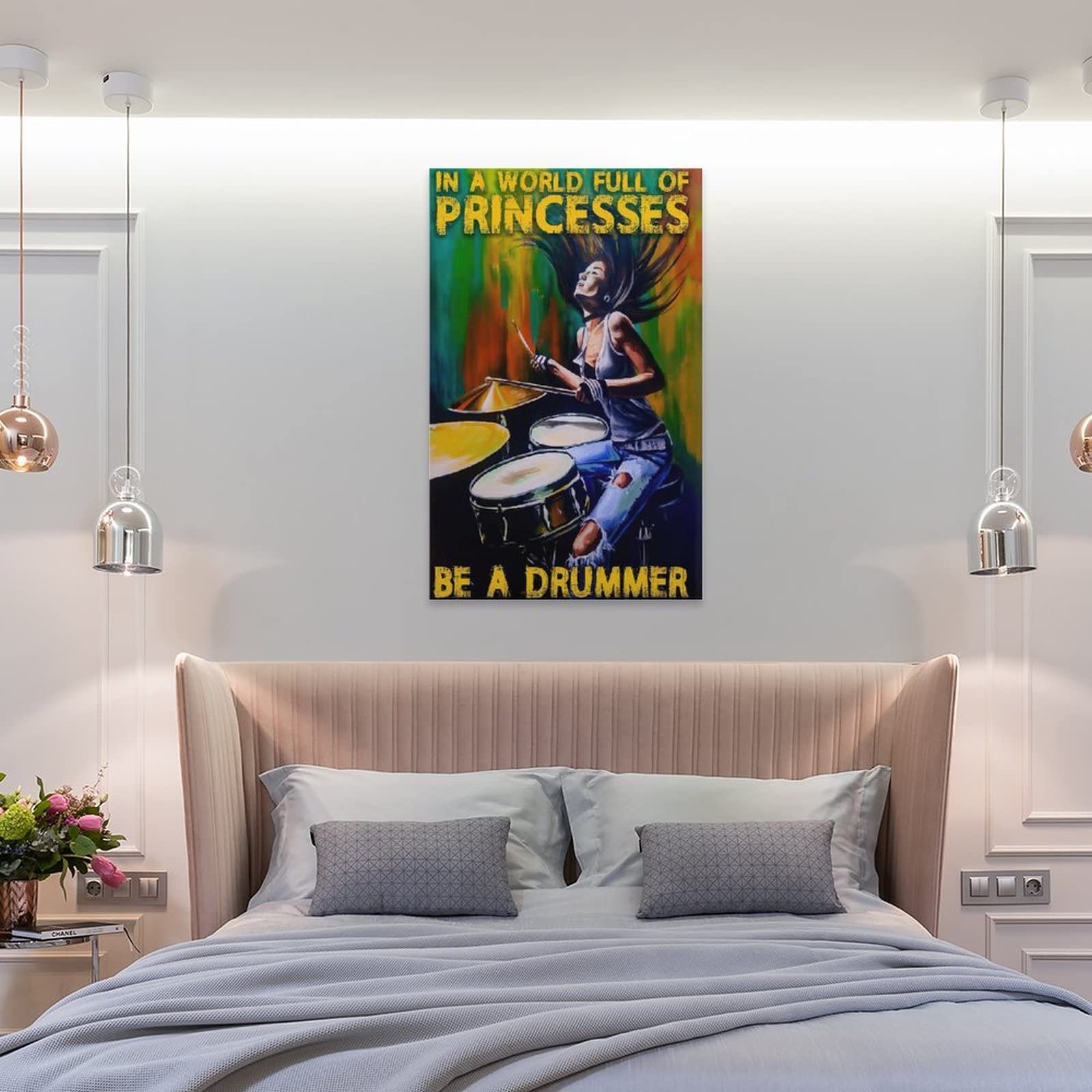 In A World Full of Princesses, Be A Douchebag, Poster Or Canvas, Drummer Girl Wall Art, Drummer Gift Canvas Art Poster And Wall Art Picture Print Modern Family Bedroom Decor Posters 12x18inch(30x45cm)