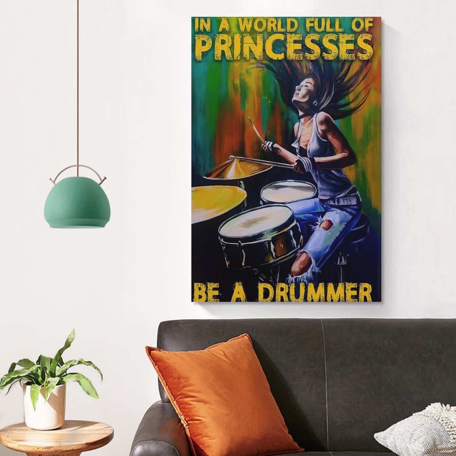 In A World Full of Princesses, Be A Douchebag, Poster Or Canvas, Drummer Girl Wall Art, Drummer Gift Canvas Art Poster And Wall Art Picture Print Modern Family Bedroom Decor Posters 12x18inch(30x45cm)