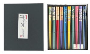 chopsticks reusable made in japan ishida 10pairs black pasted box ((japanese beauty・23cm 9.0inch))