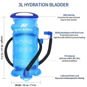 N NEVO RHINO Hydration Bladder 3L Leak Proof Water Reservoir,BPA Free,Wide Opening,3L Water Bladder for Hydration Backpack