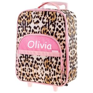 Stephen Joseph Kids Luggage - Personalized Carry On Luggage - Animal Print Travel Bag - All Over Print Rolling Bag with Custom Name