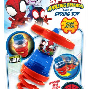 JA-RU Light Up Spinning Top Spiderman & Friends Marvel Style, UFO Spin Toys, Flashing LED Lights, Fun Kids Birthday Gifts, Goodie Bag Fillers, Spinner Toy Birthday Supplies for Boy & Girl B-6910-1