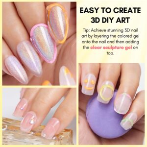 Makartt 3D Gel Nail Art Sculpting Gel Nail Glue 15g No Wipe Clear Gel Polish for Nail Designs and DIY Nail Art - for Drawing, Molding, Sculpture and Decoration