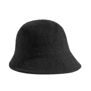 yofarchoy lightweight packable sun hat for women foldable sunhats woven bucket hats packable beach hat floppy knitted woven hat black