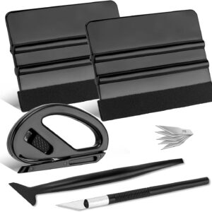 VVNIAA Window Tinting Tools, Window Film Kit, Professional Car Wrap Kit, Vinyl Wrap Kit, Tint Kit Includes Square with Flannel Squeegee, Carving Knife, Safe Membrane Cutter, Edge Trimming Squeegee.