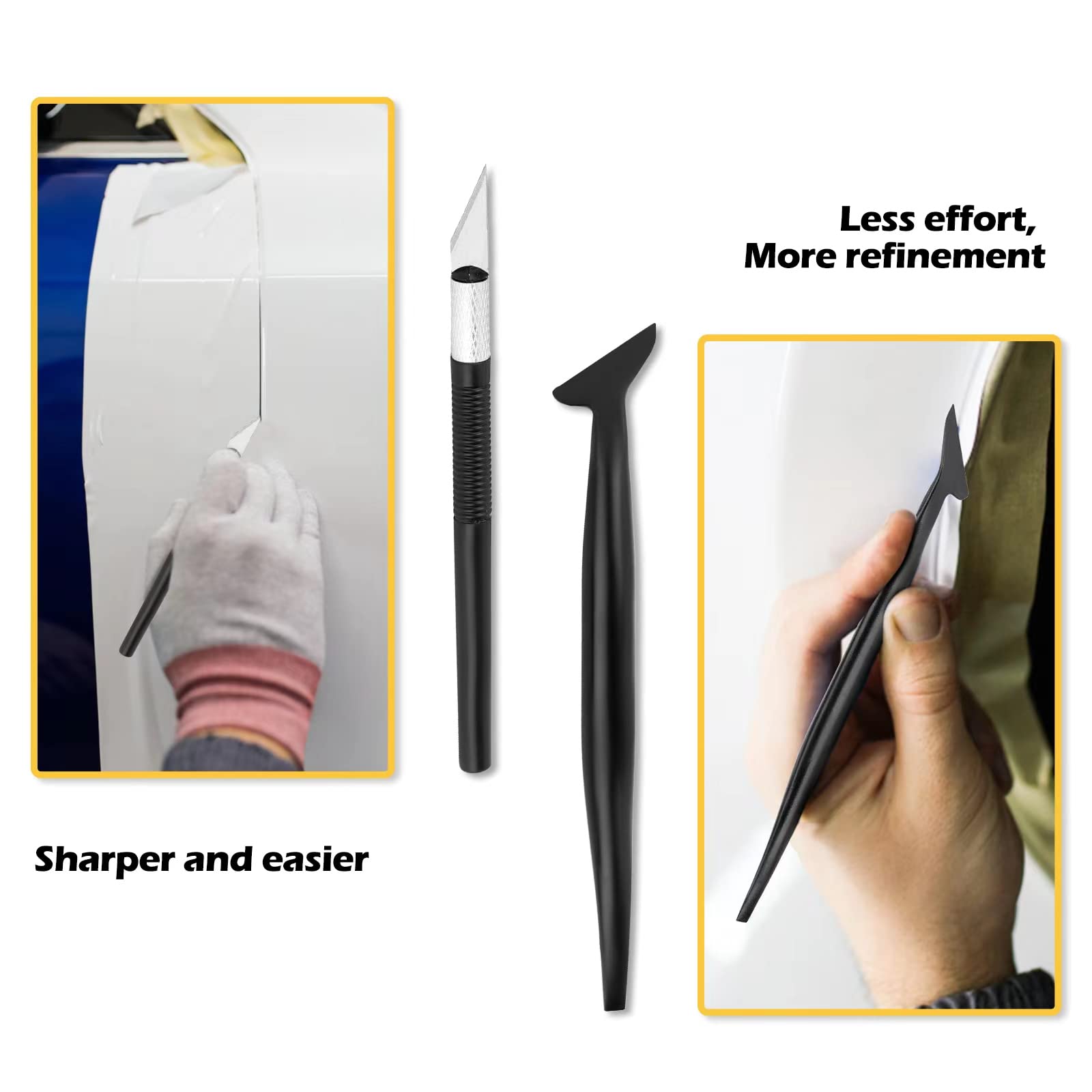 VVNIAA Window Tinting Tools, Window Film Kit, Professional Car Wrap Kit, Vinyl Wrap Kit, Tint Kit Includes Square with Flannel Squeegee, Carving Knife, Safe Membrane Cutter, Edge Trimming Squeegee.