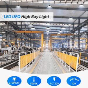 EVBFORU 6 Pack UFO LED High Bay Light 150W, High Bay LED Lights 21,000LM (160LM/W), 5000K LED Shop Light with IP66 Commercial Warehouse Area Light for Wet Location Area, Workshop, Garage