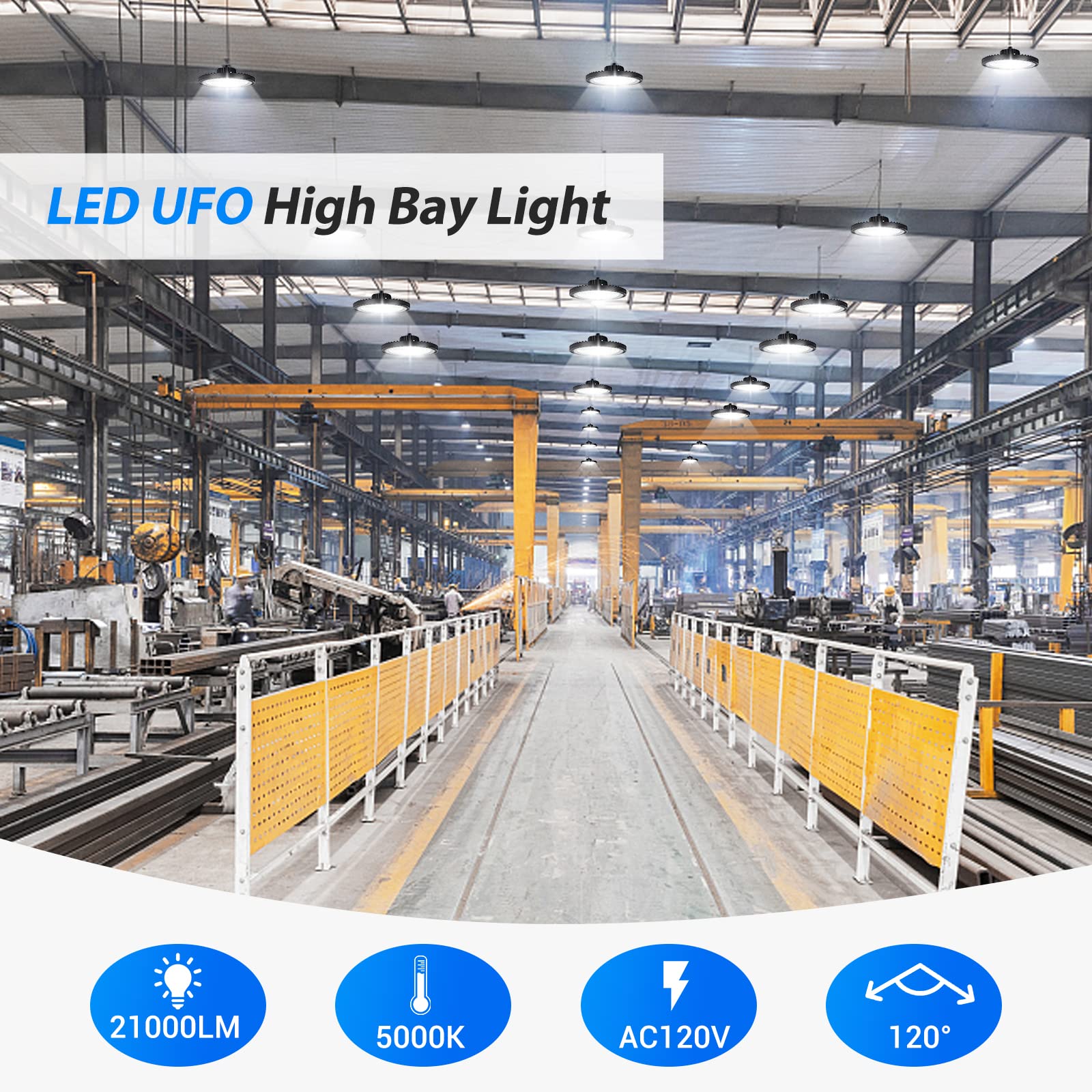 EVBFORU 6 Pack UFO LED High Bay Light 150W, High Bay LED Lights 21,000LM (160LM/W), 5000K LED Shop Light with IP66 Commercial Warehouse Area Light for Wet Location Area, Workshop, Garage