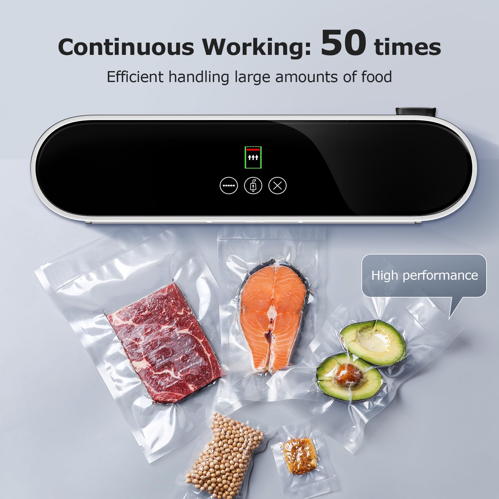 Fresko Full Automatic food vacuum sealer machine, Multi-Functional Food Sealer with Powerful Suction, Compact Design Hands-Free Vacuum Sealer for Food Storage with 10pcs Bags