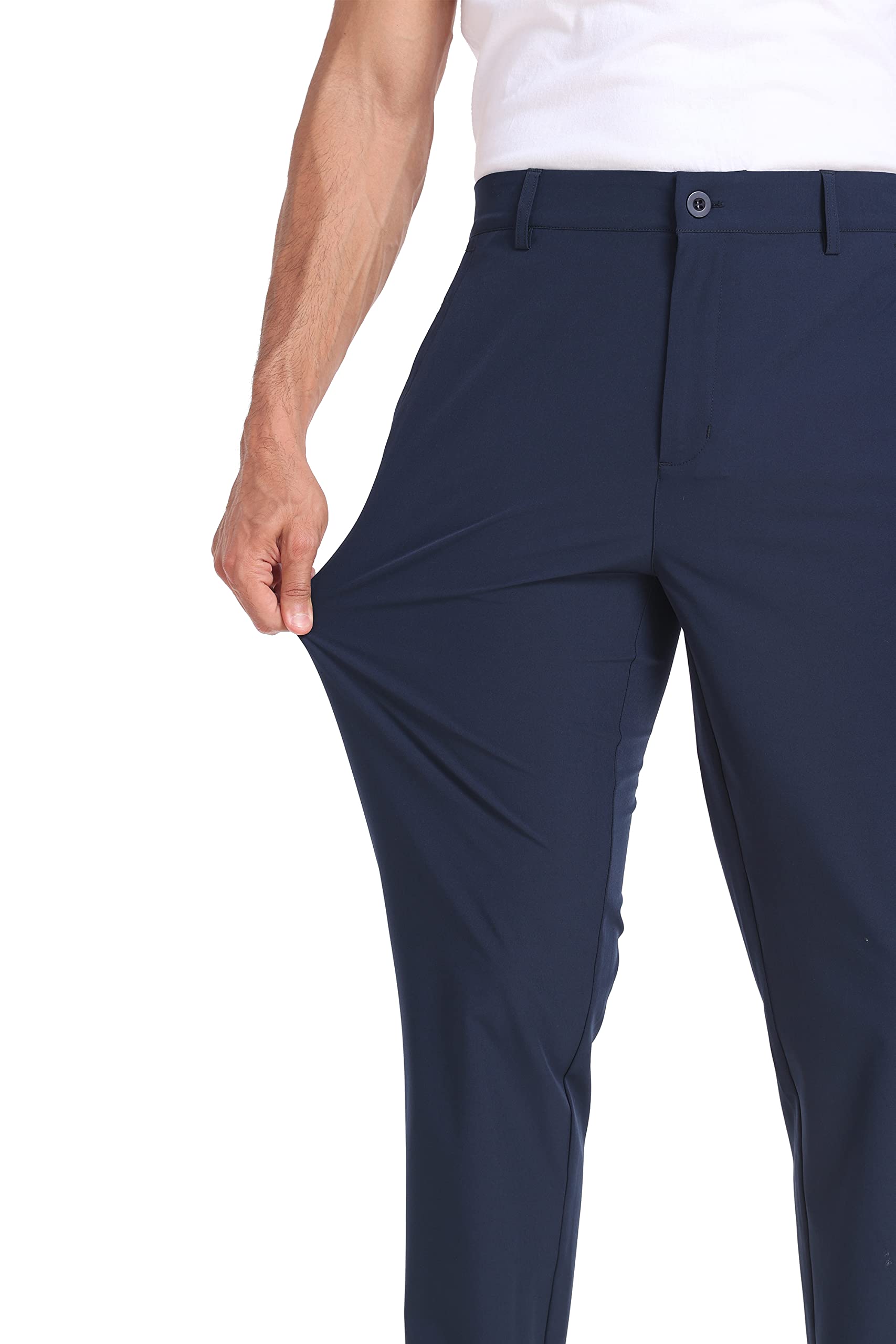 MoFiz Lightweight Slim Fit Golf Pants Stretch Pants Works Dress Comfort Light Trousers for Traveling Navy Size 34W