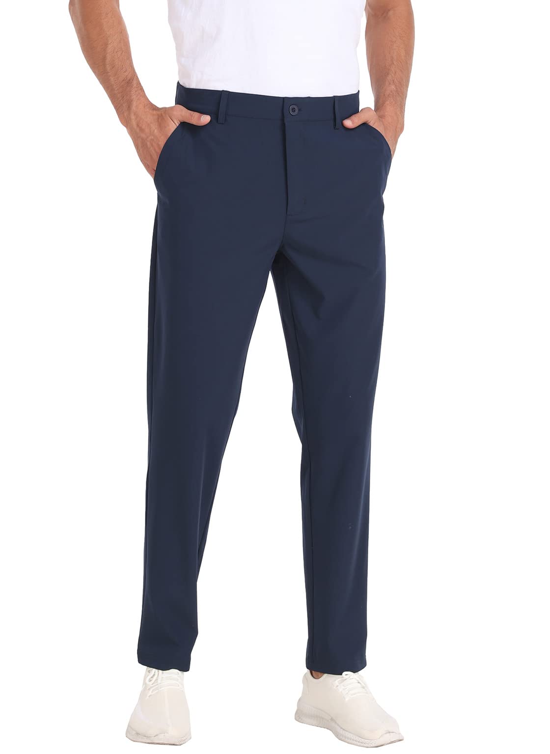 MoFiz Lightweight Slim Fit Golf Pants Stretch Pants Works Dress Comfort Light Trousers for Traveling Navy Size 34W