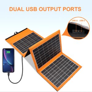 LAPOND 20W Portable Solar Panels Charger Dual USB((5V/3A Max),Waterproof Foldable SunPower Solar Panel for Camping Backpacking Hiking Outdoor,Compatible with Phones Power Banks Tablets