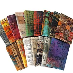 10 Fat Quarters - Tim Holtz Eclectic Elements & Abandoned Assorted Free Spirit Maps Rulers Numbers Charts Pre-Cut Fat Quarter Bundle M222.17