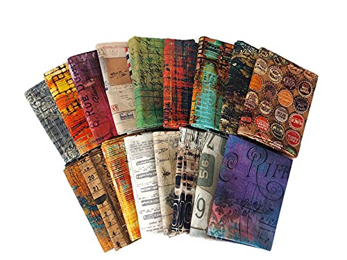 10 Fat Quarters - Tim Holtz Eclectic Elements & Abandoned Assorted Free Spirit Maps Rulers Numbers Charts Pre-Cut Fat Quarter Bundle M222.17