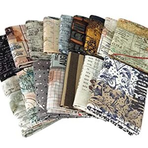 10 Fat Quarters - Tim Holtz Eclectic Elements & Abandoned Assorted Free Spirit Maps Rulers Numbers Charts Pre-Cut Fat Quarter Bundle M222.17