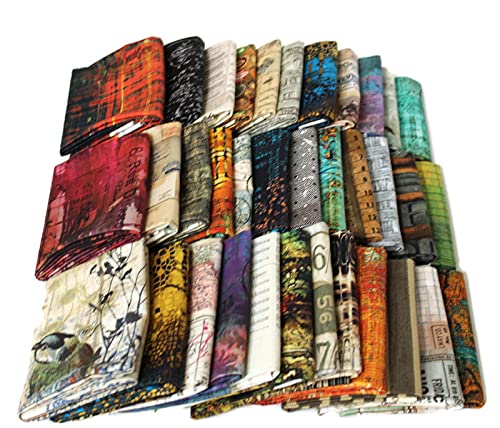 10 Fat Quarters - Tim Holtz Eclectic Elements & Abandoned Assorted Free Spirit Maps Rulers Numbers Charts Pre-Cut Fat Quarter Bundle M222.17