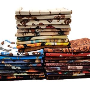 10 Fat Quarters - Assorted Western Cowboys Old West Out West Horses Rodeo Horse Lasso Boots Horseshoes Quilters Cotton Fabric Bundle M221.11