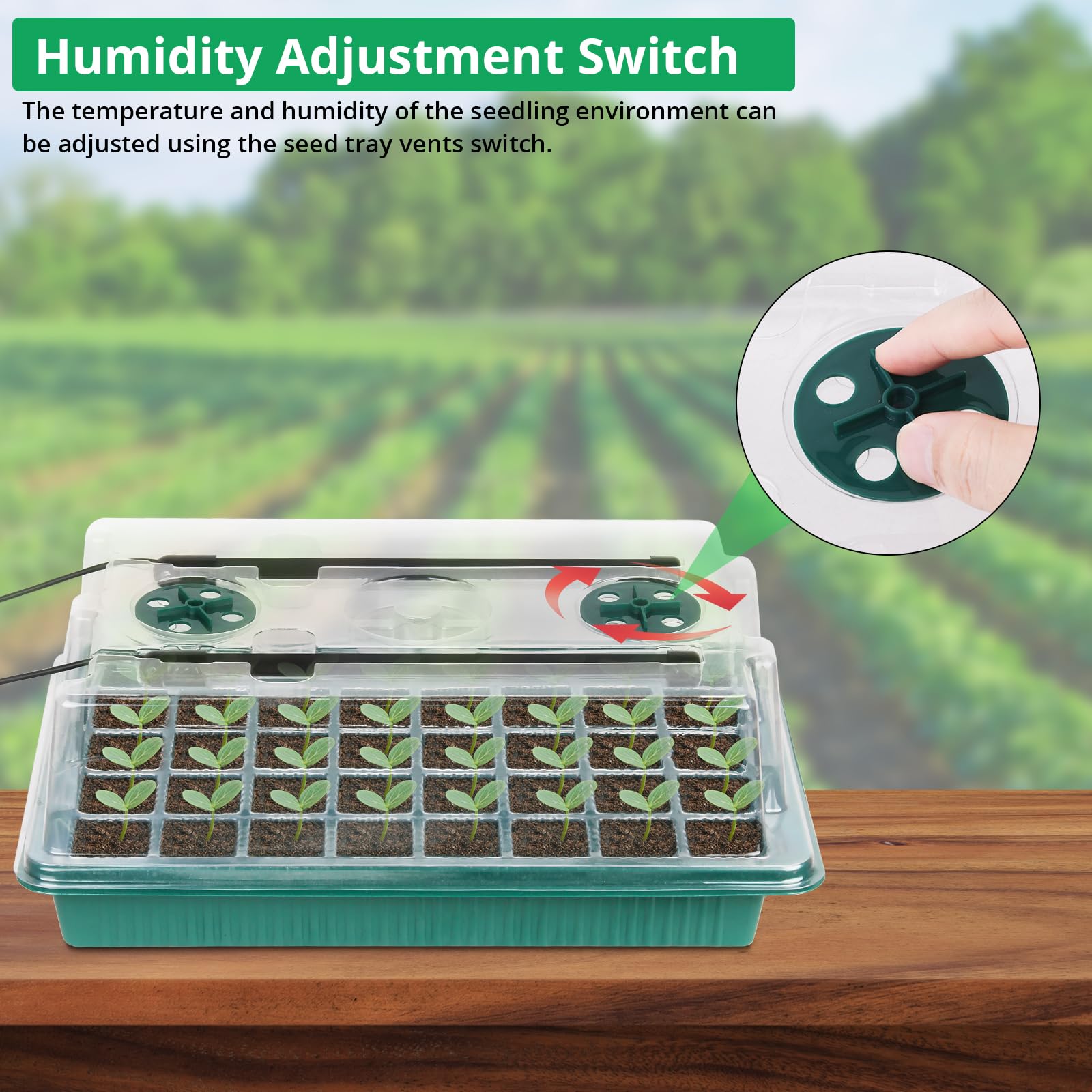 Sondiko Seed Starter Tray with Grow Light, 2 Pack 80 Cells Seed Starter Kit with Humidity Dome, Adjustable Brightness Plant Starter Trays, Indoor Plants Germination Kit